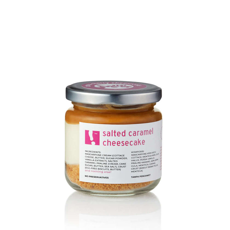 Salted Caramel Cheesecake, no-bake, 210g, glass – milkup.co.id